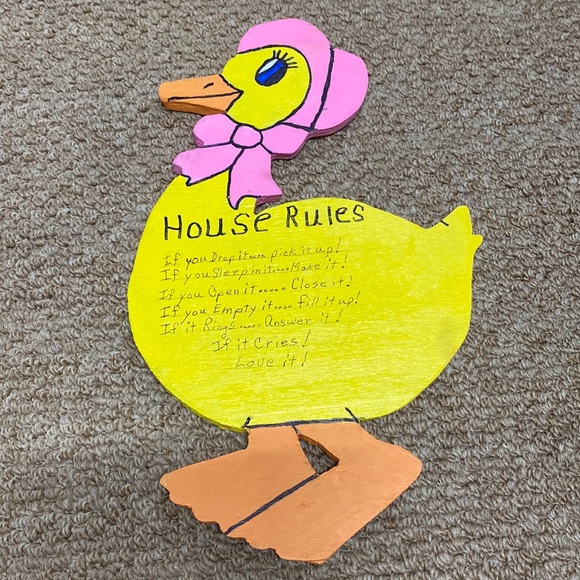 Art | Handmade Pink House Rules Duck Art | Poshmark